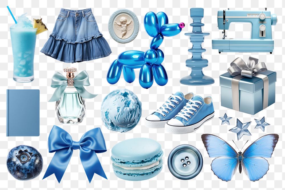 PNG blue various object element | Premium PNG - rawpixel