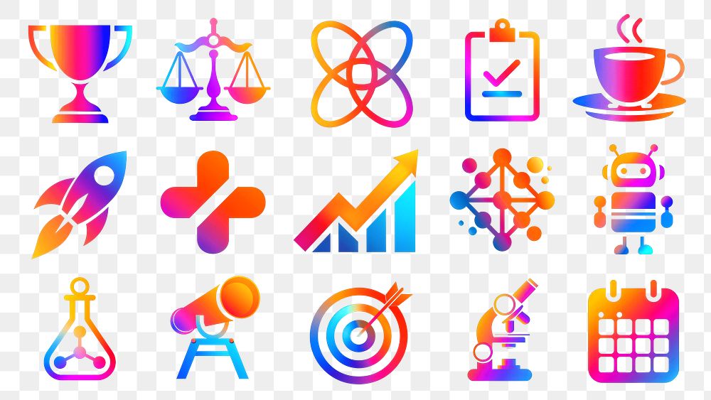 PNG Gradient icon element set, | Free PNG - rawpixel