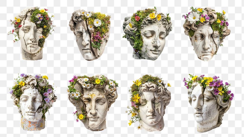 PNG aesthetic statue element set, | Free PNG - rawpixel