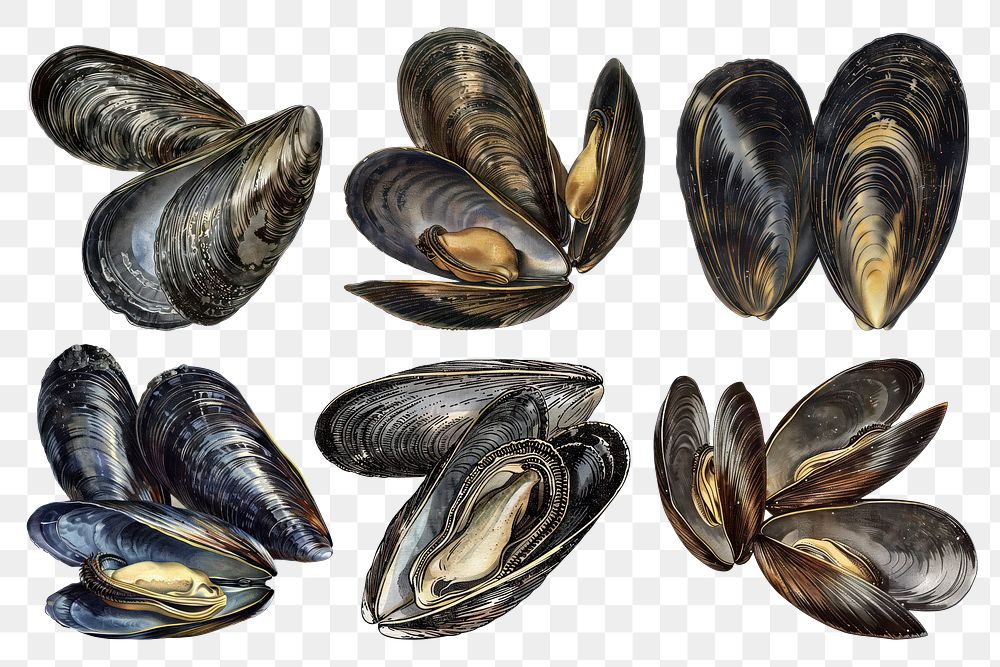 PNG vintage mussel illustration element | Free PNG - rawpixel