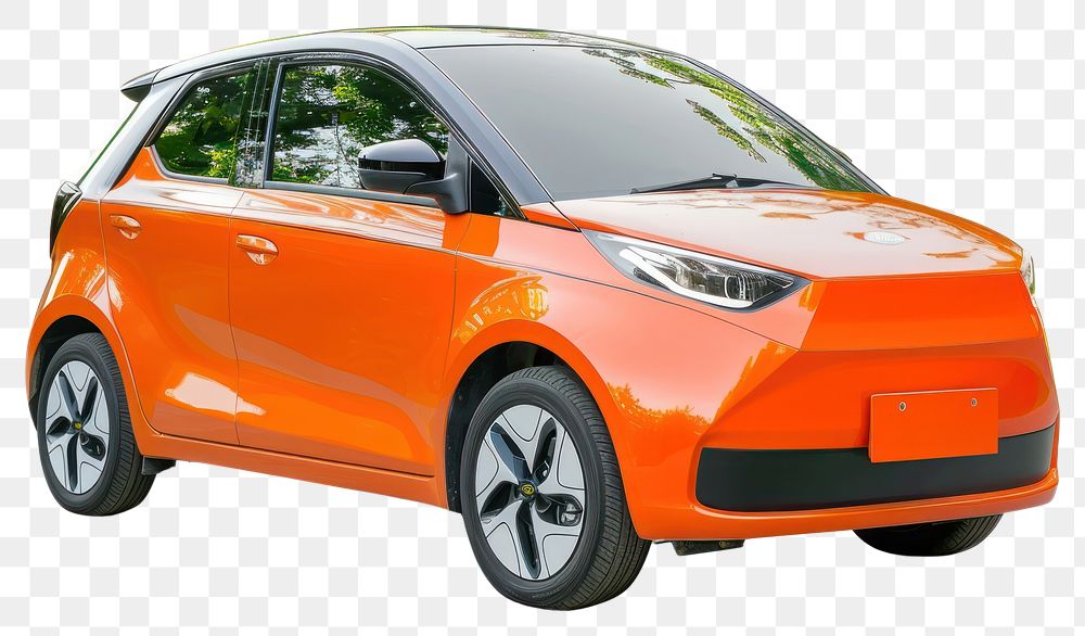 PNG Compact orange electric car | Free PNG - rawpixel