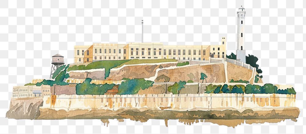 PNG Iconic Alcatraz Island watercolor | Free PNG - rawpixel