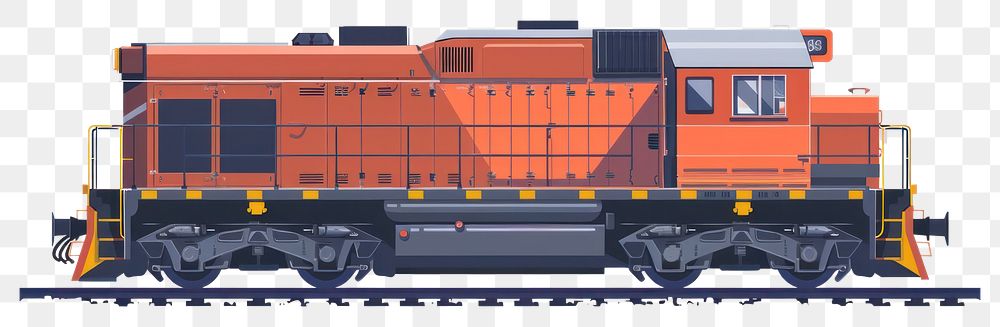 Detailed orange locomotive illustration | Free PNG - rawpixel