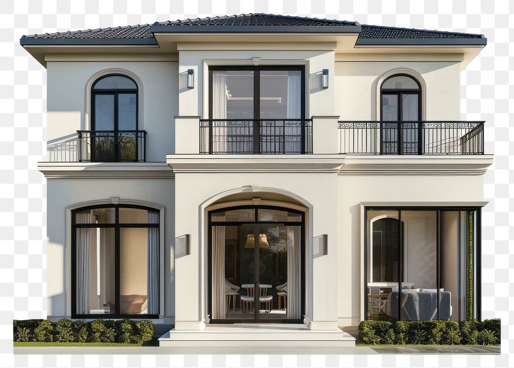Elegant modern two-story house | Free PNG - rawpixel