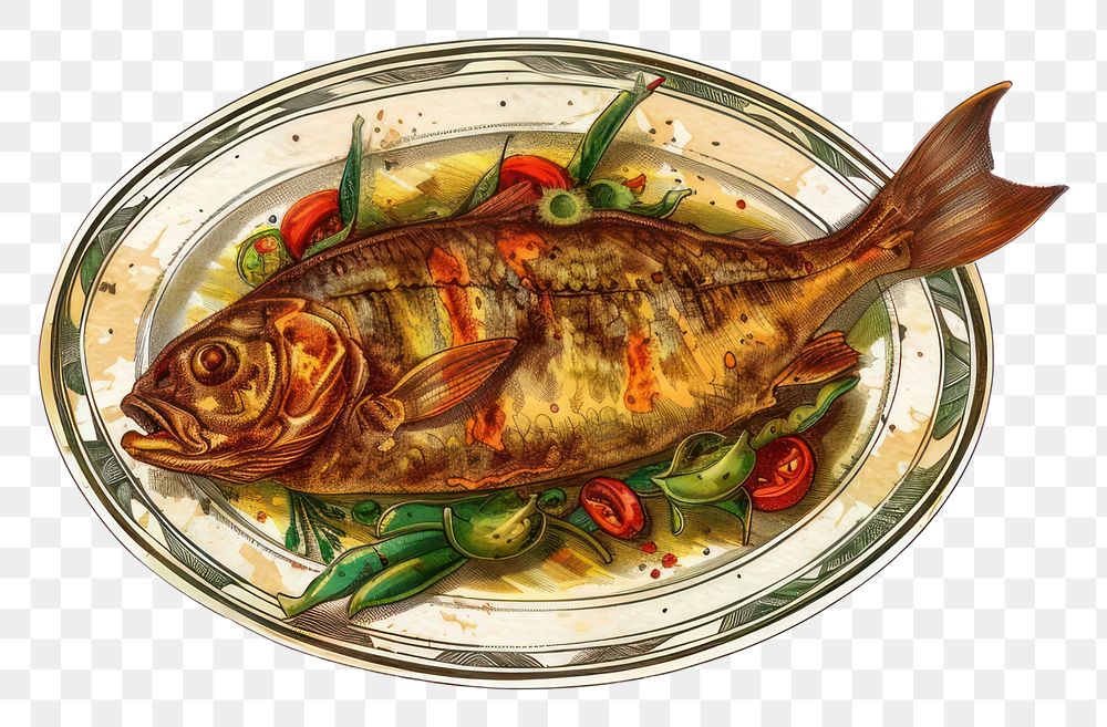 PNG Grilled fish serving plate | Free PNG - rawpixel