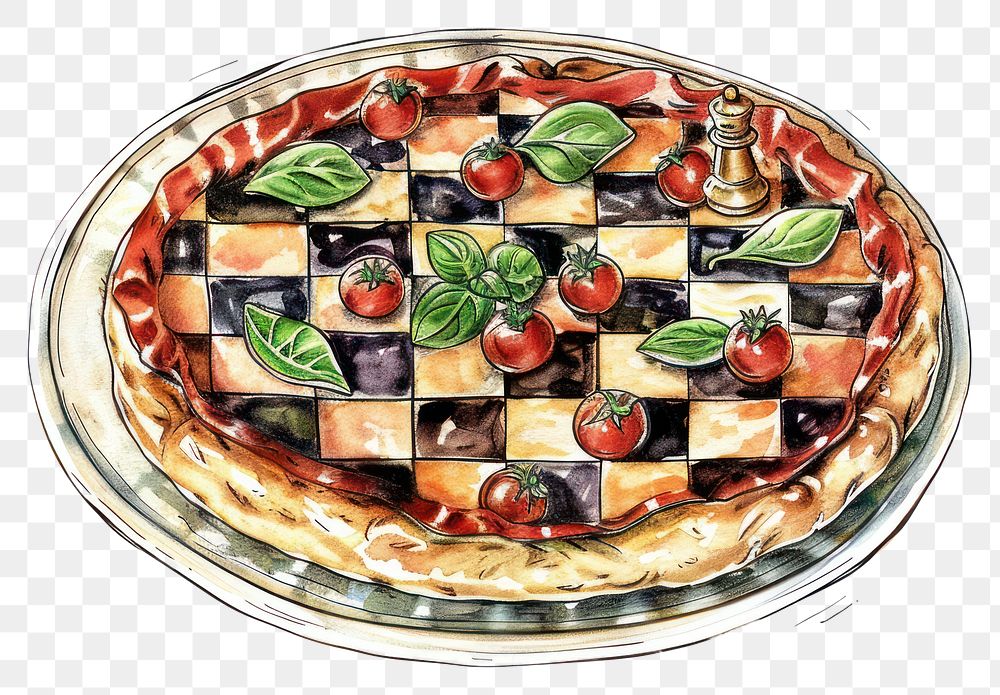 PNG Chess-themed pizza with toppings | Free PNG - rawpixel