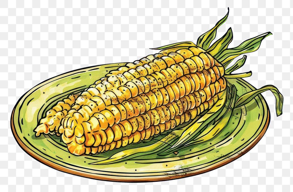 PNG Fresh corn plate illustration | Free PNG - rawpixel