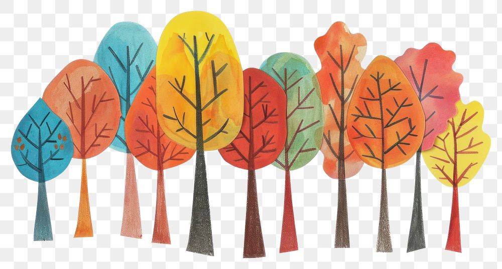 PNG Colorful autumn forest illustration | Free PNG - rawpixel