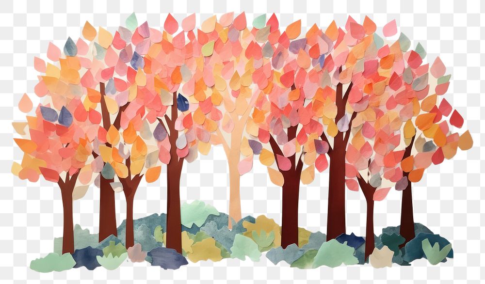 PNG Colorful autumn trees illustration | Free PNG - rawpixel
