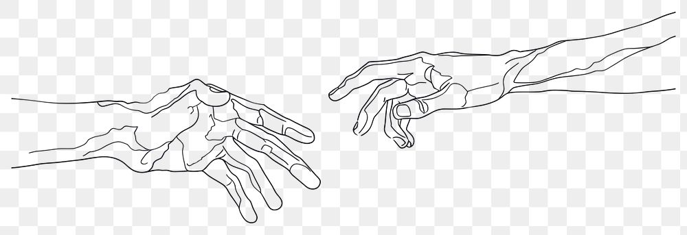 PNG Minimalist hands reaching connection | Free PNG - rawpixel