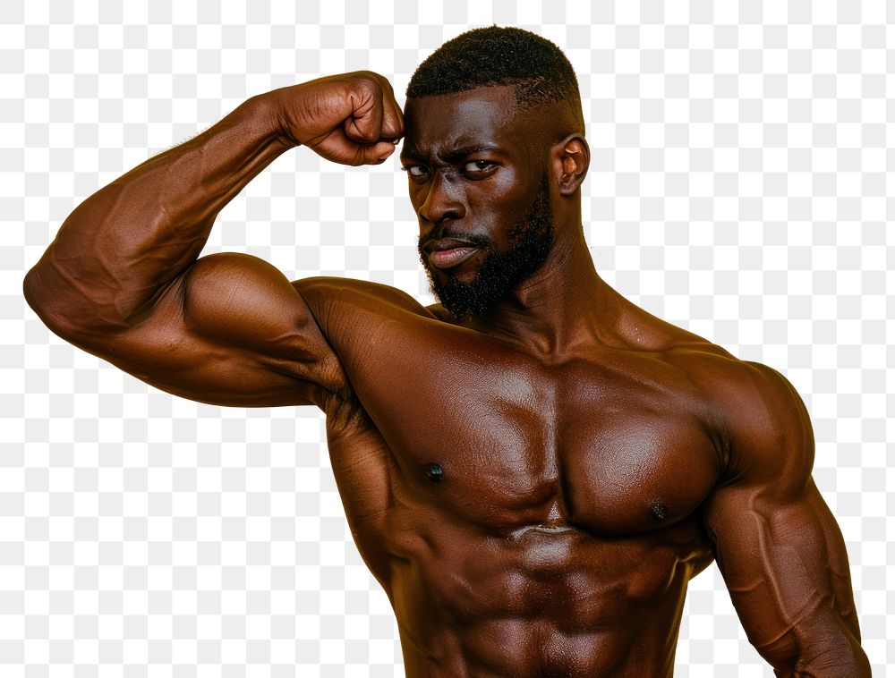 Photo black muscular man flexing | Free PNG - rawpixel