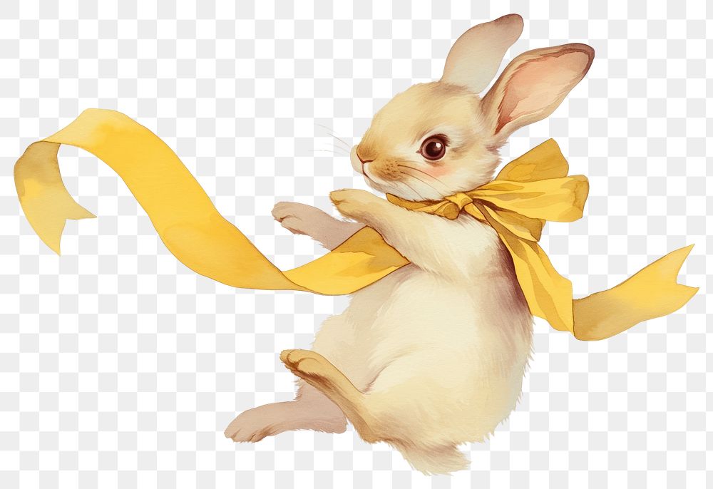 PNG Cute bunny yellow ribbon | Premium PNG - rawpixel