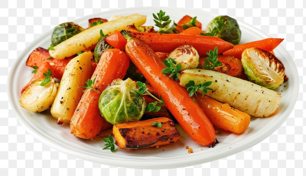 PNG Colorful roasted vegetables plate | Free PNG - rawpixel