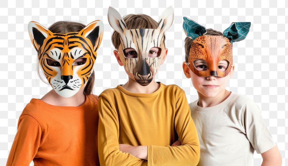 PNG Children wearing animal masks | Free PNG - rawpixel