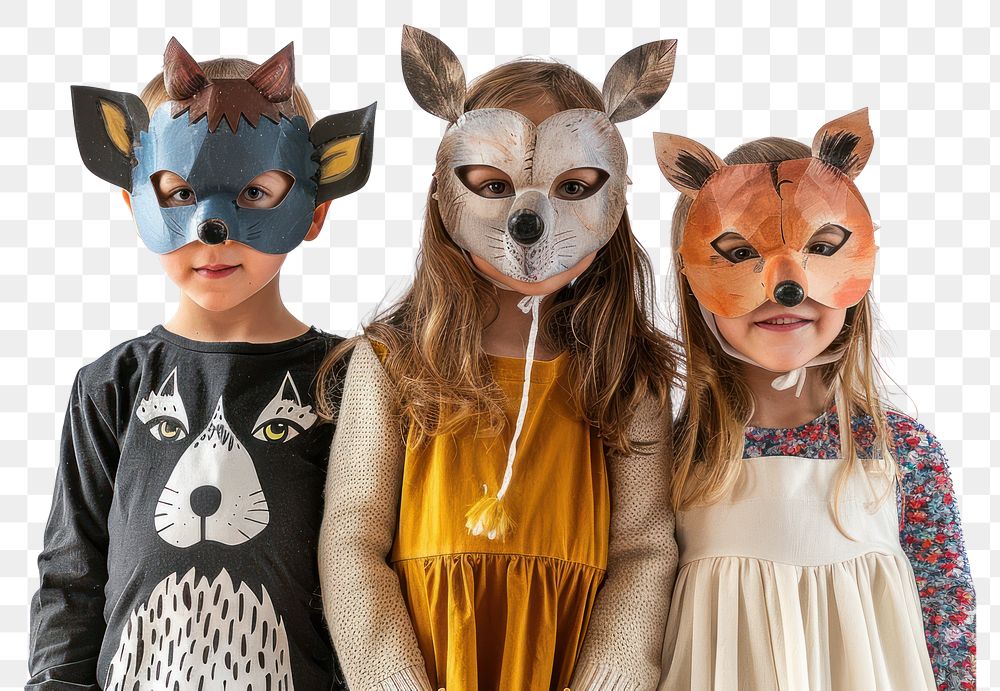 PNG Children wearing animal masks | Free PNG - rawpixel