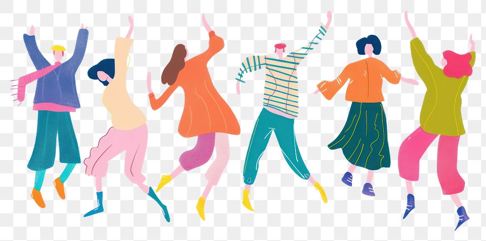 Colorful joyful dancing people illustration | Premium PNG - rawpixel