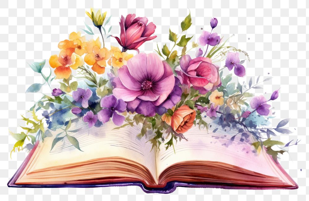 PNG Watercolor open book flower | Free PNG - rawpixel