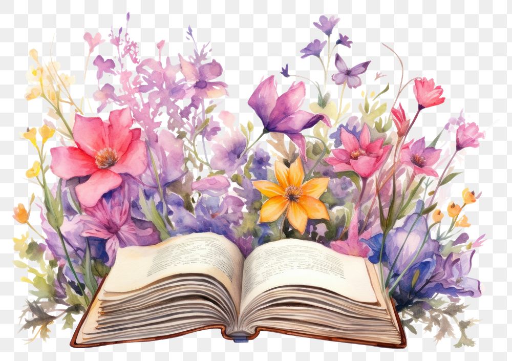 PNG Watercolor open book flower | Free PNG - rawpixel