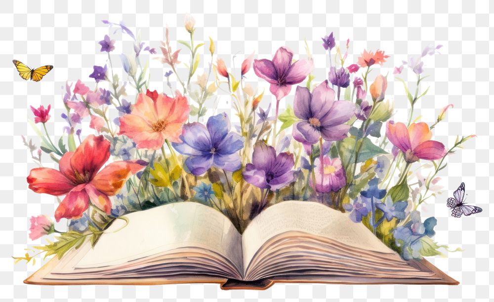 PNG Watercolor open book flower | Free PNG - rawpixel