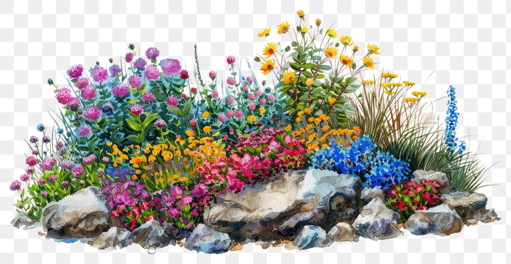 PNG Colorful floral garden, transparent | Free PNG - rawpixel