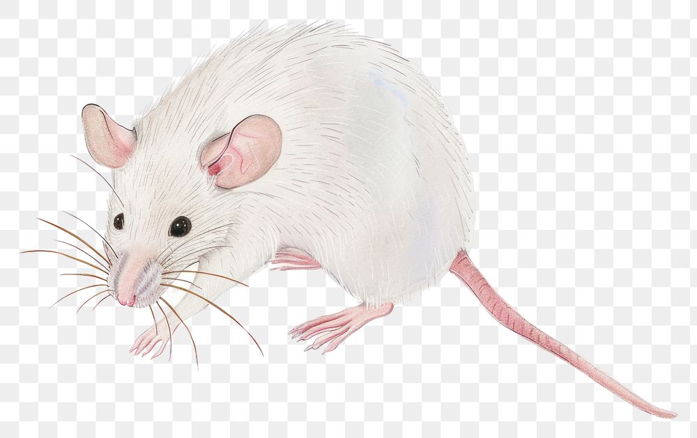 Detailed white mouse illustration | Free PNG - rawpixel