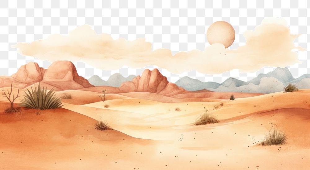 PNG Desert landscape mountains border, | Premium PNG - rawpixel