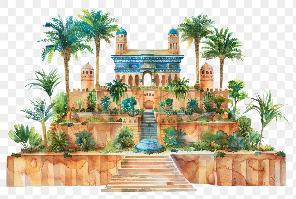 PNG Hanging garden Babylon architecture | Free PNG - rawpixel