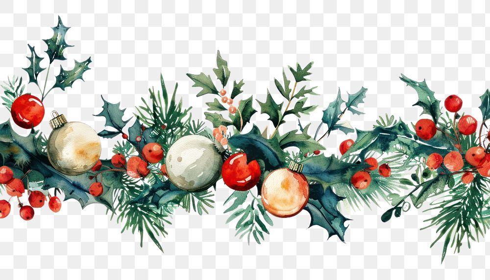 PNG Festive holiday greenery illustration | Free PNG - rawpixel
