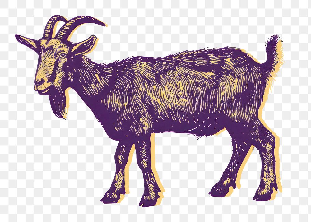 PNG Vintage goat illustration purple. | Free PNG - rawpixel