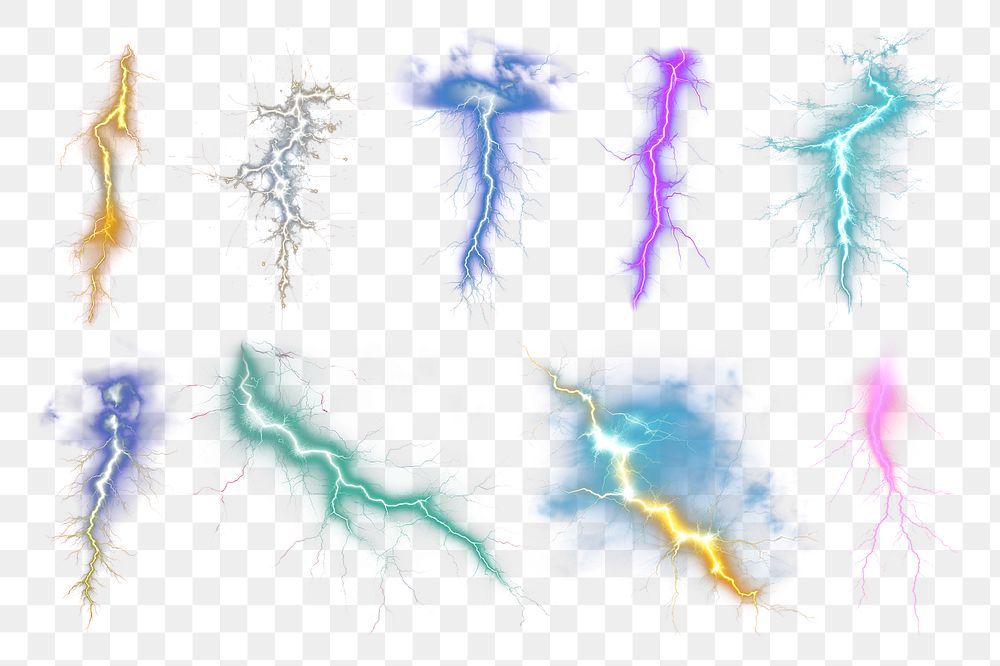 PNG lightning element set, transparent | Free PNG - rawpixel