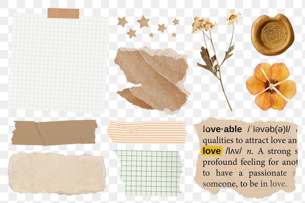 PNG scrapbook collage element set, | Premium PNG - rawpixel