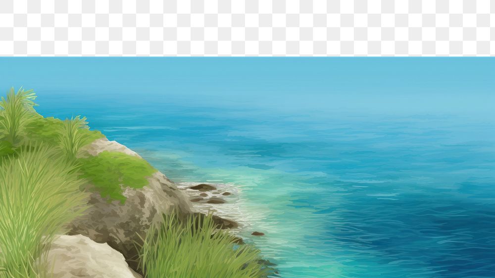 PNG coastal landscape illustration border | Premium PNG - rawpixel