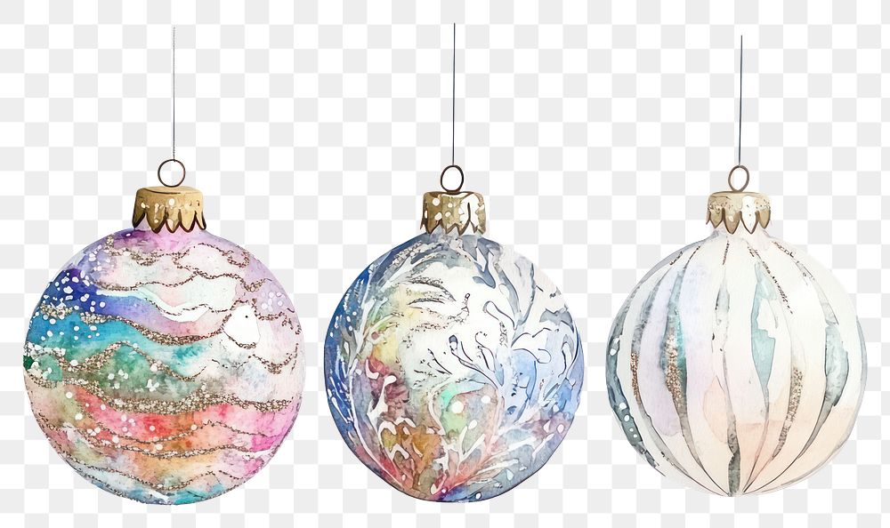 PNG Colorful watercolor Christmas ornaments | Free PNG - rawpixel