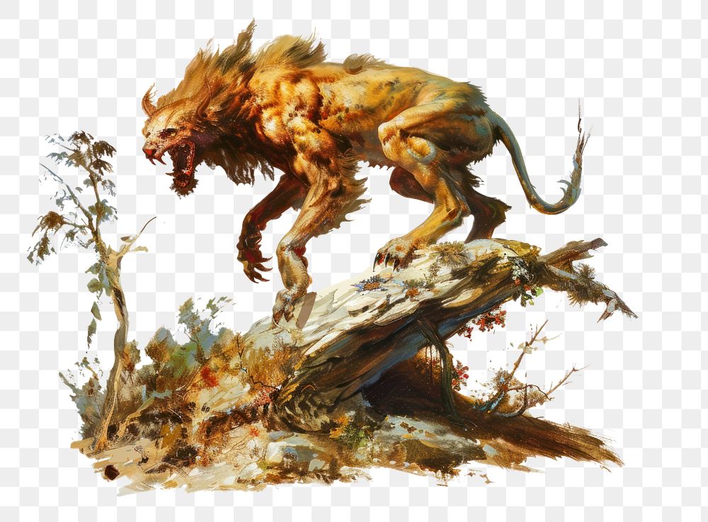 PNG Ferocious mythical beast illustration | Free PNG - rawpixel