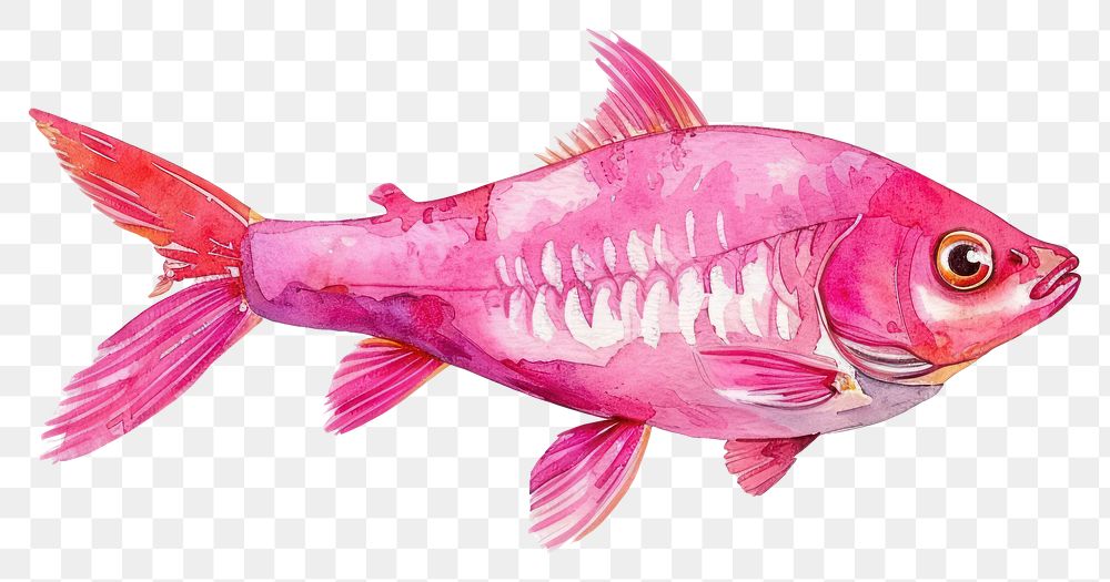 PNG Vibrant watercolor pink fish | Free PNG - rawpixel