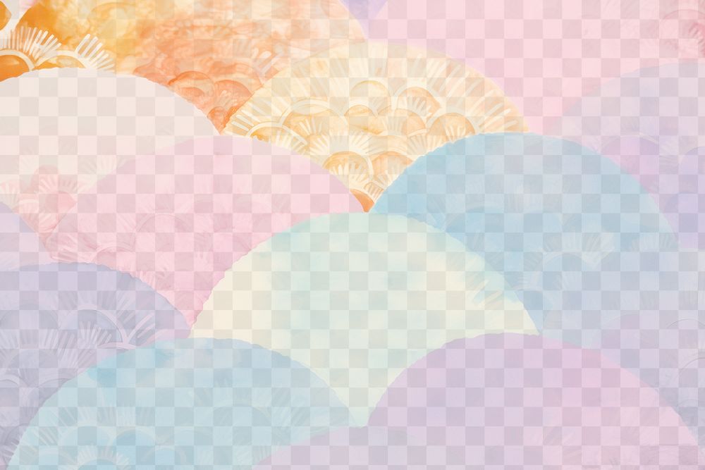 Colorful watercolor scallop pattern fabric | Free PNG - rawpixel