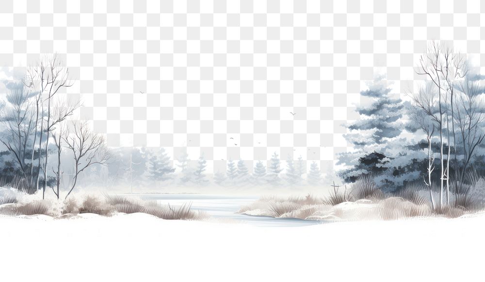 Winter landscape border illustrated outdoors | Premium PNG - rawpixel