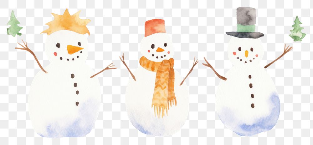 PNG Watercolor snowman divider snowmen | Free PNG - rawpixel