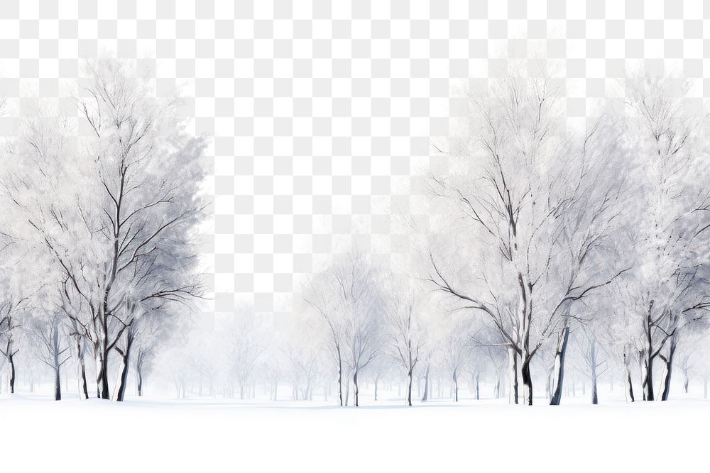 Winter trees border landscape outdoors | Premium PNG - rawpixel