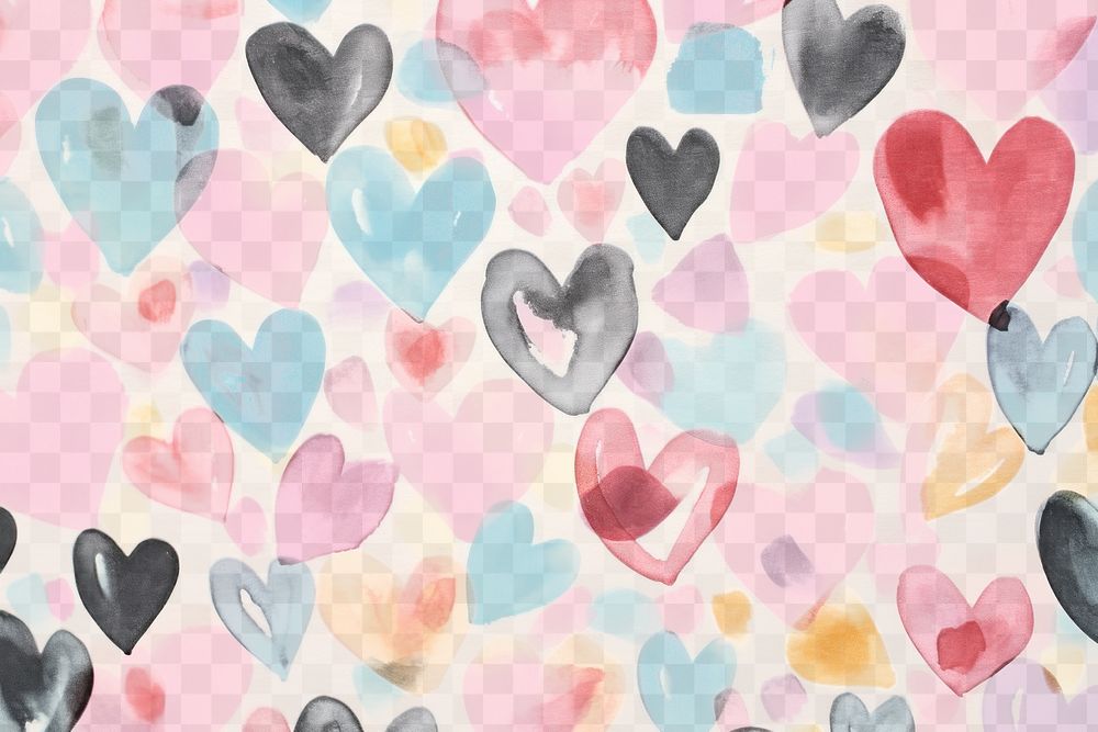 Colorful watercolor heart pattern png | Free PNG - rawpixel