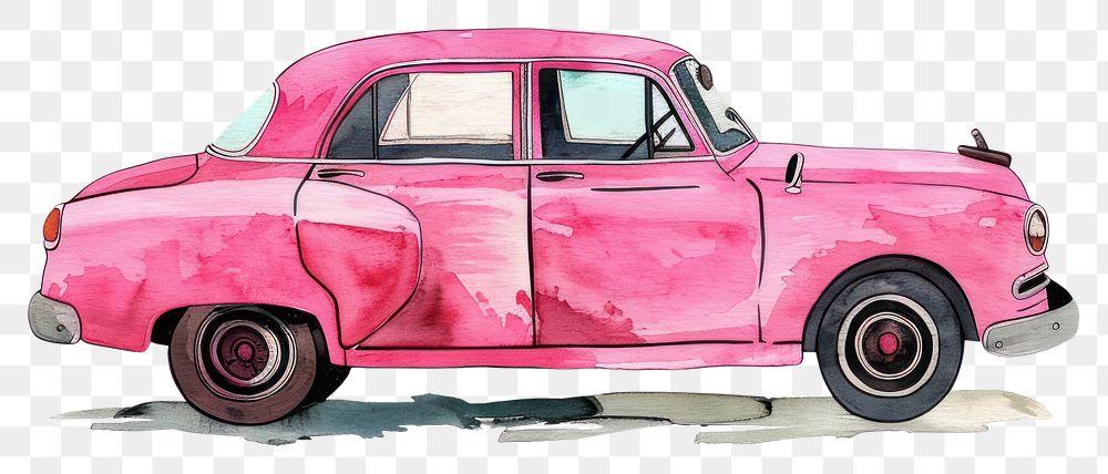PNG Vintage pink car illustration | Free PNG - rawpixel