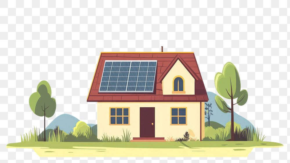 PNG Eco-friendly solar-powered house illustration | Free PNG - rawpixel