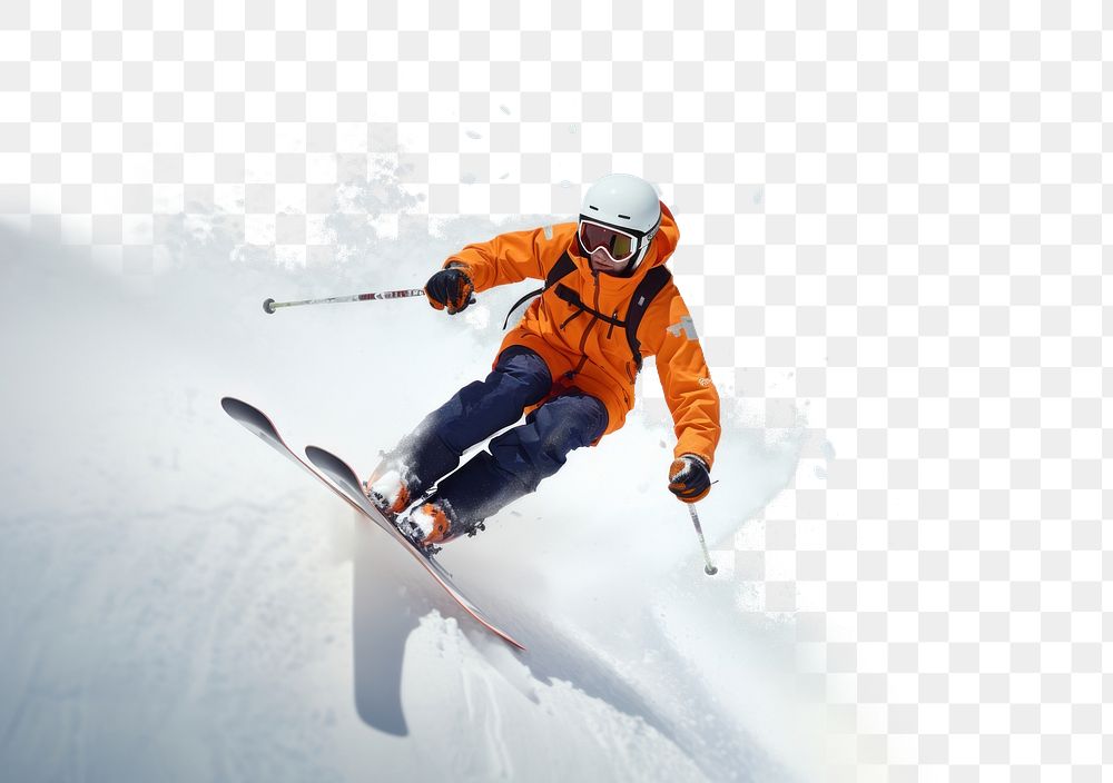 Orange jacket ski is jumping | Free PNG - rawpixel