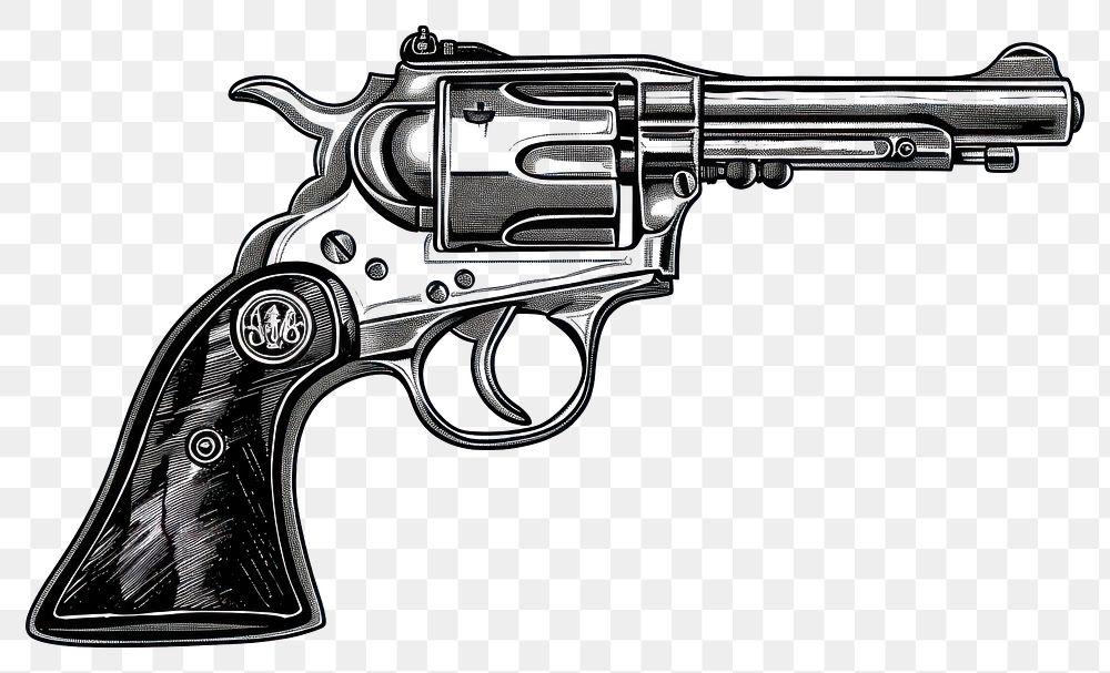 PNG Vintage revolver illustration black. | Free PNG - rawpixel