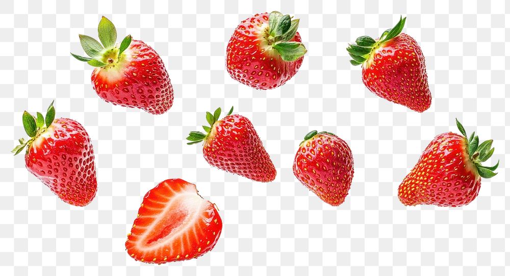PNG Fresh strawberries flying air | Free PNG - rawpixel