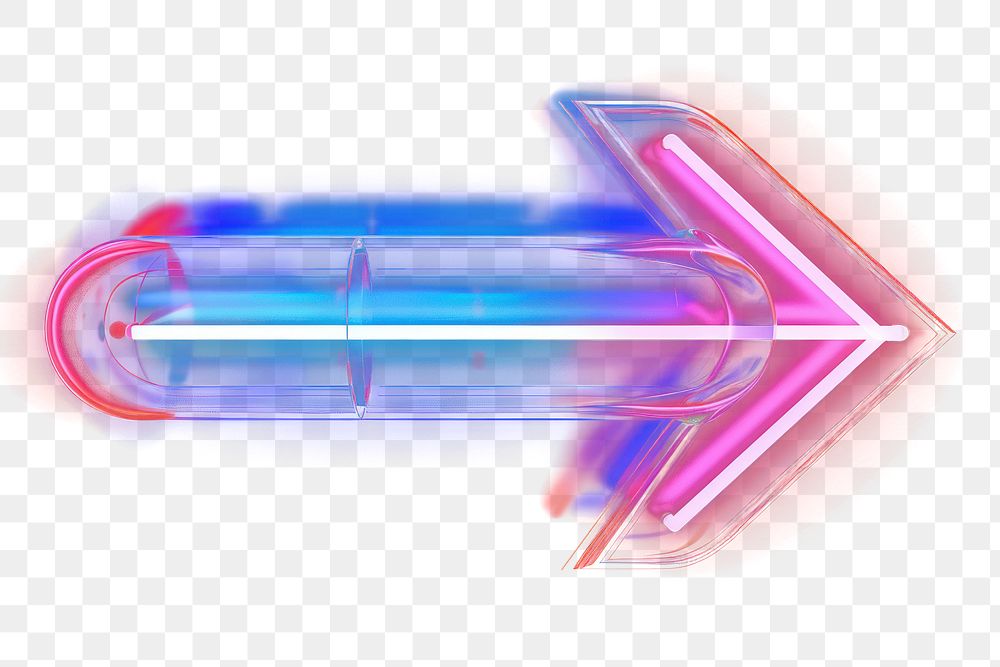 3D render neon arrow icon | Free PNG - rawpixel