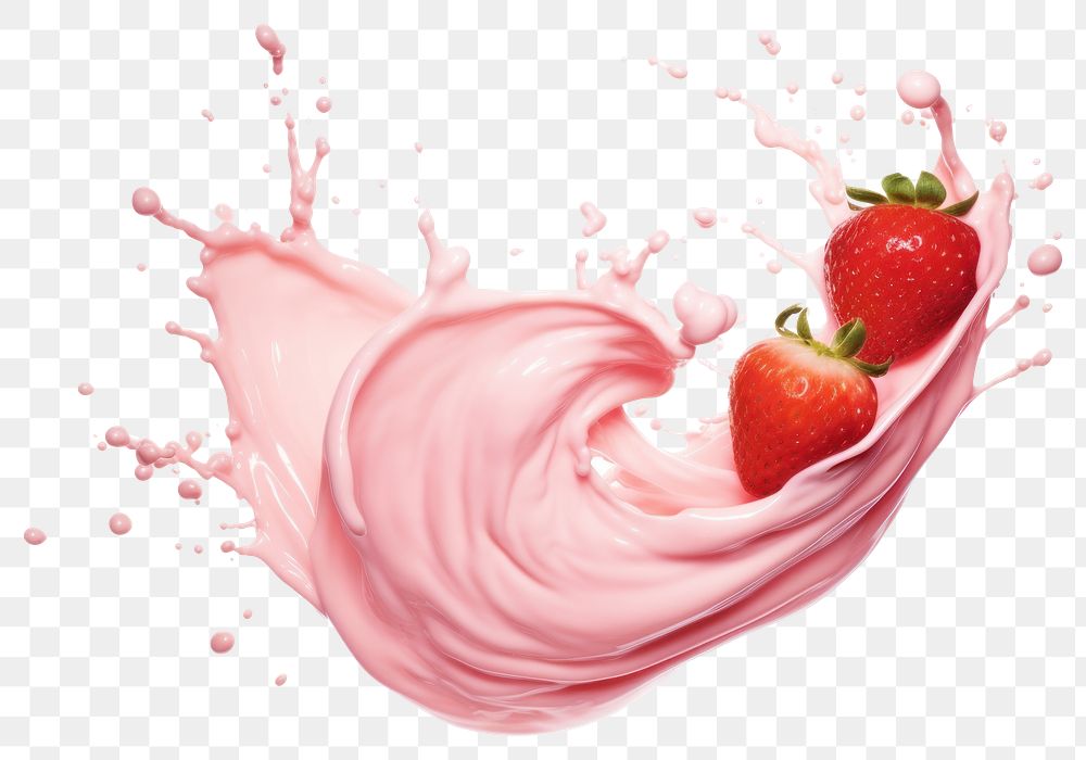 Strawberry yogurt splash strawberries background | Free PNG - rawpixel