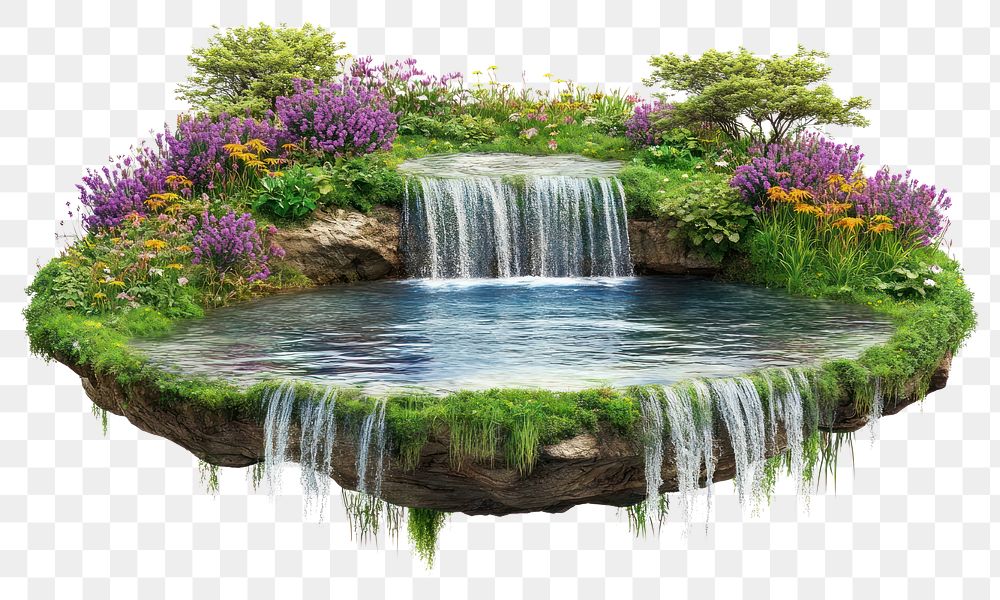 PNG Flat floating island waterfall | Free PNG - rawpixel