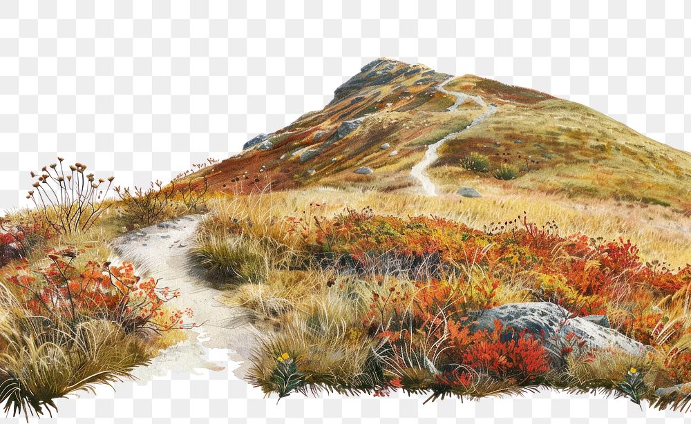 PNG Scenic autumn mountain trail | Free PNG - rawpixel