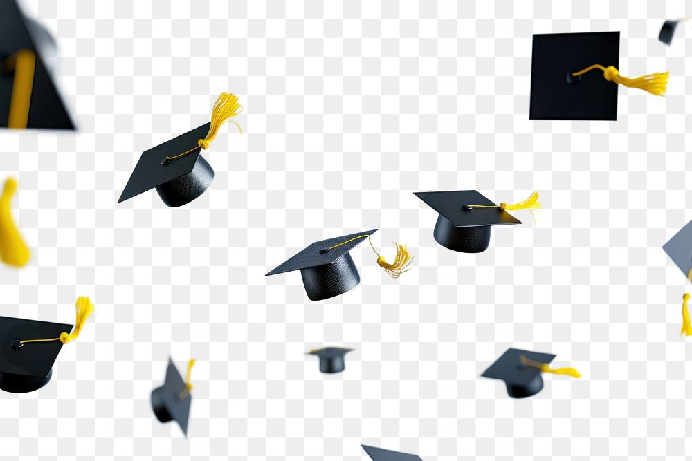 PNG Graduation caps flying celebration | Free PNG - rawpixel